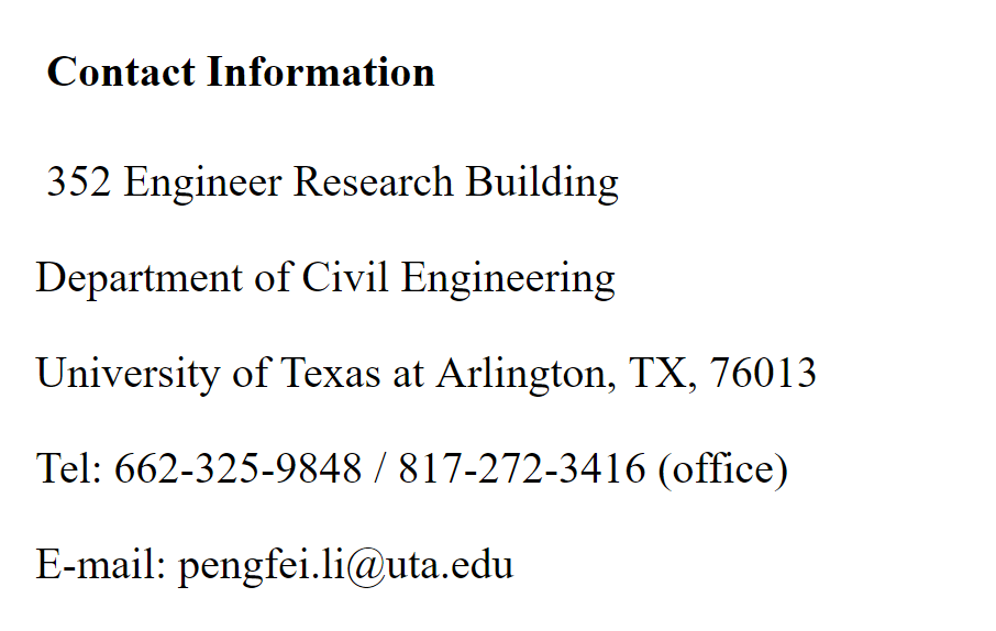 Dr. Pengfei (Taylor) Li, P.E.